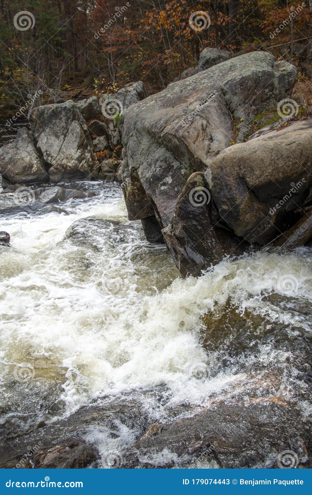 Flowing River with Rocks in the Stream Stock Image - Image of river ...