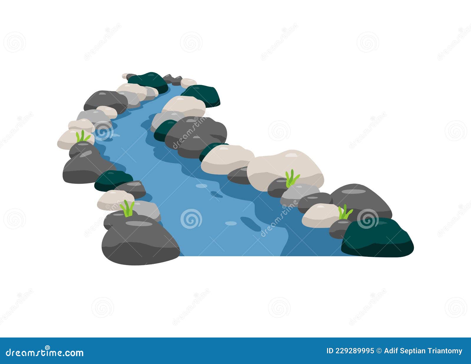 Flowing River. Simple Flat Illustration. Stock Vector - Illustration of ...