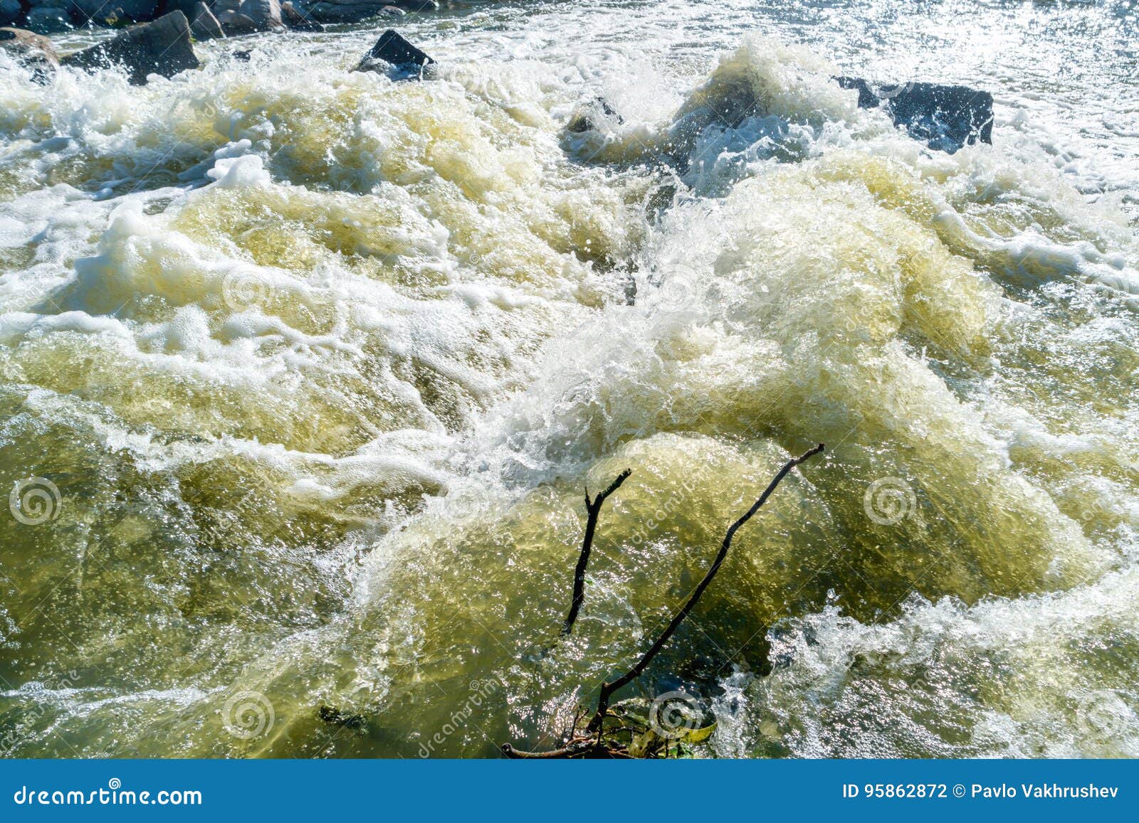 Flowing River Water with Big Rocks Stock Photo - Image of water ...