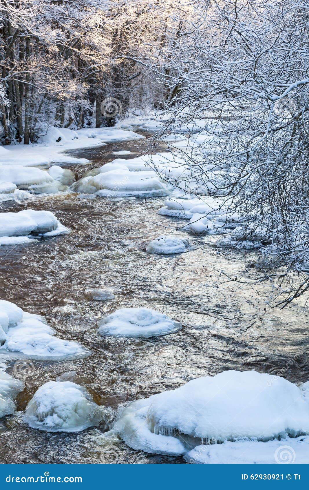 Flowing river at winter stock image. Image of countryside - 62930921
