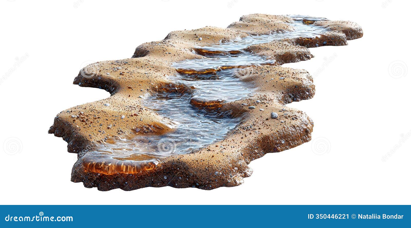 Flowing Stream on Sandy Terrain Isolated on Transparent Background ...