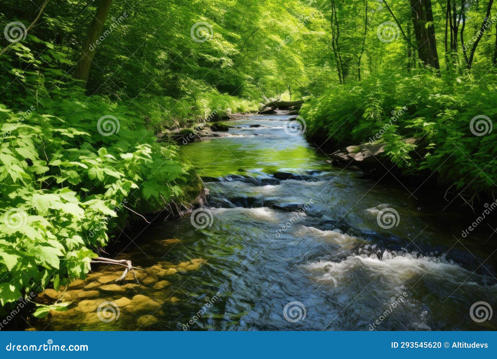 Flowing Stream with Surrounding Greenery Stock Photo - Image of beauty ...