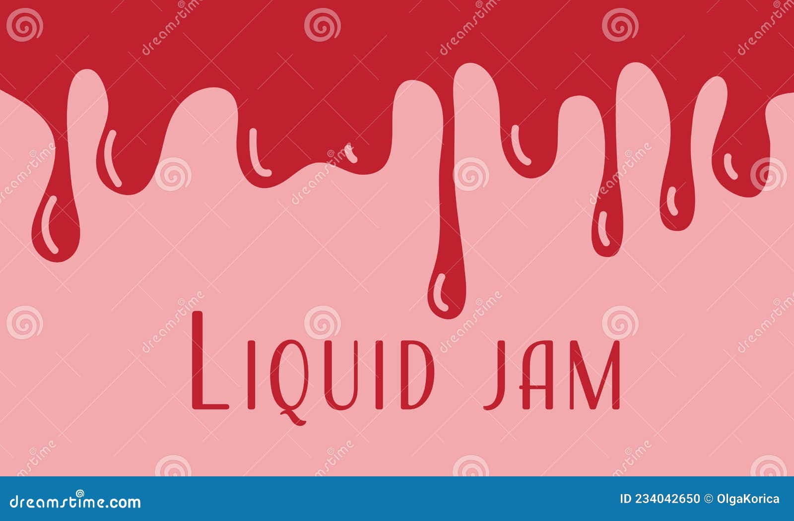 Flowing Syrup Jam, Thick Liquid Drips, Flat Design Background Red Pink ...
