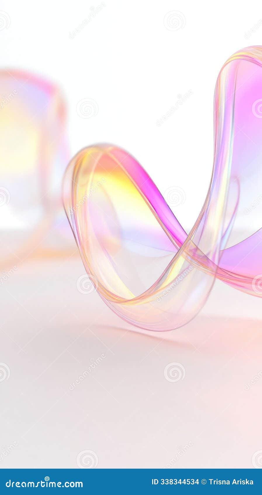 A Flowing, Translucent Wave with Soft Pastel Colors Against a Light ...