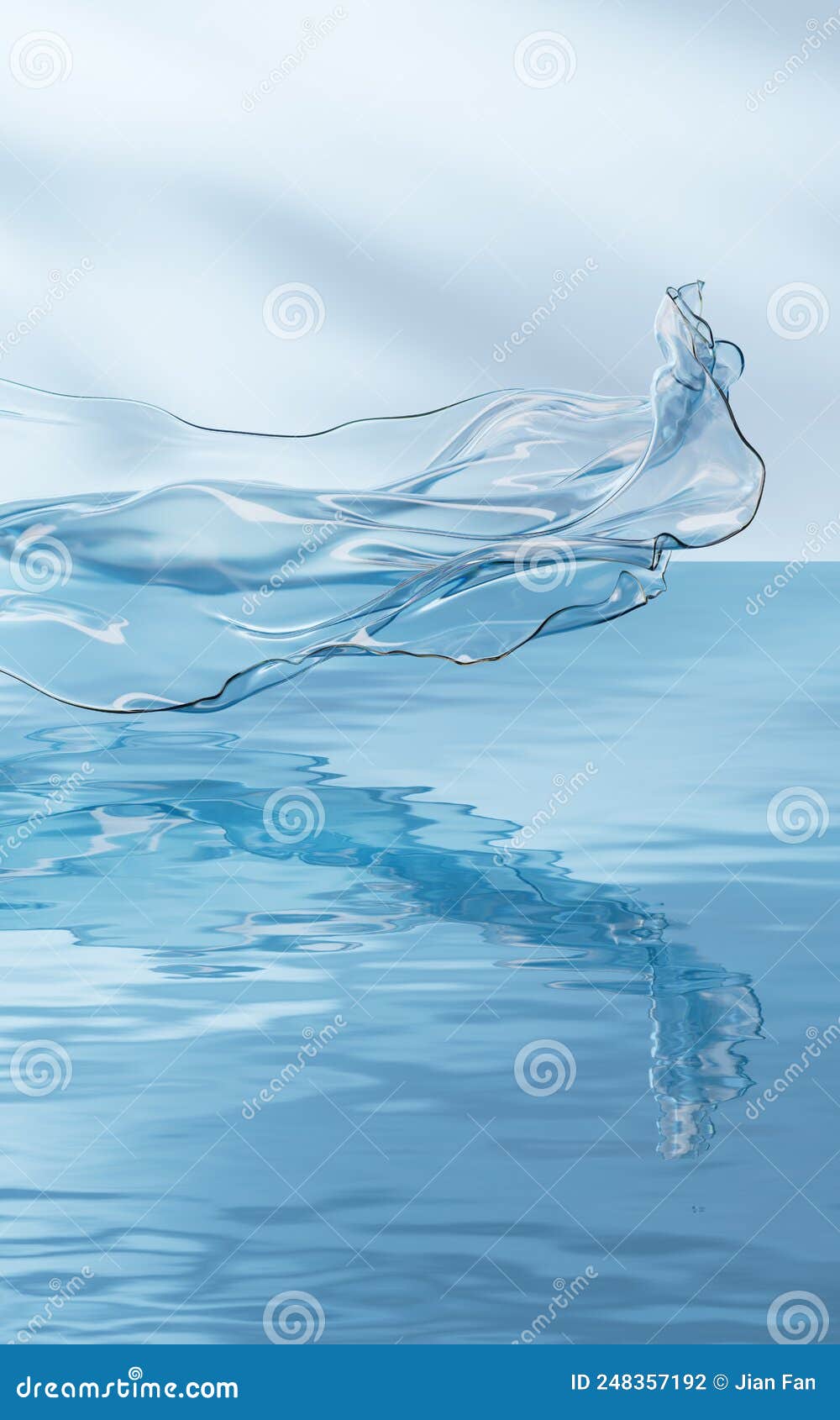 Flowing Transparent Cloth on Water Surface, 3d Rendering Stock ...