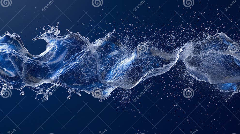 Flowing Transparent Water Waves Move Gracefully Against a Deep Blue ...