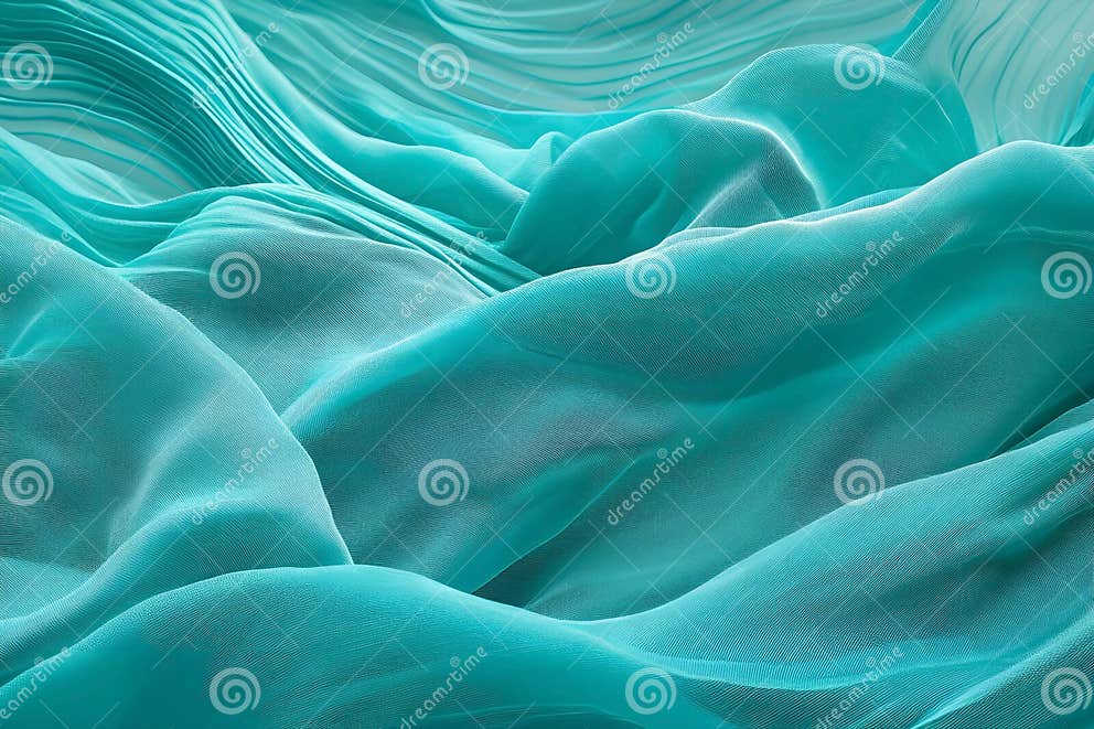 Flowing Turquoise Fabric Creating Soft, Wave-like Patterns and Texture ...