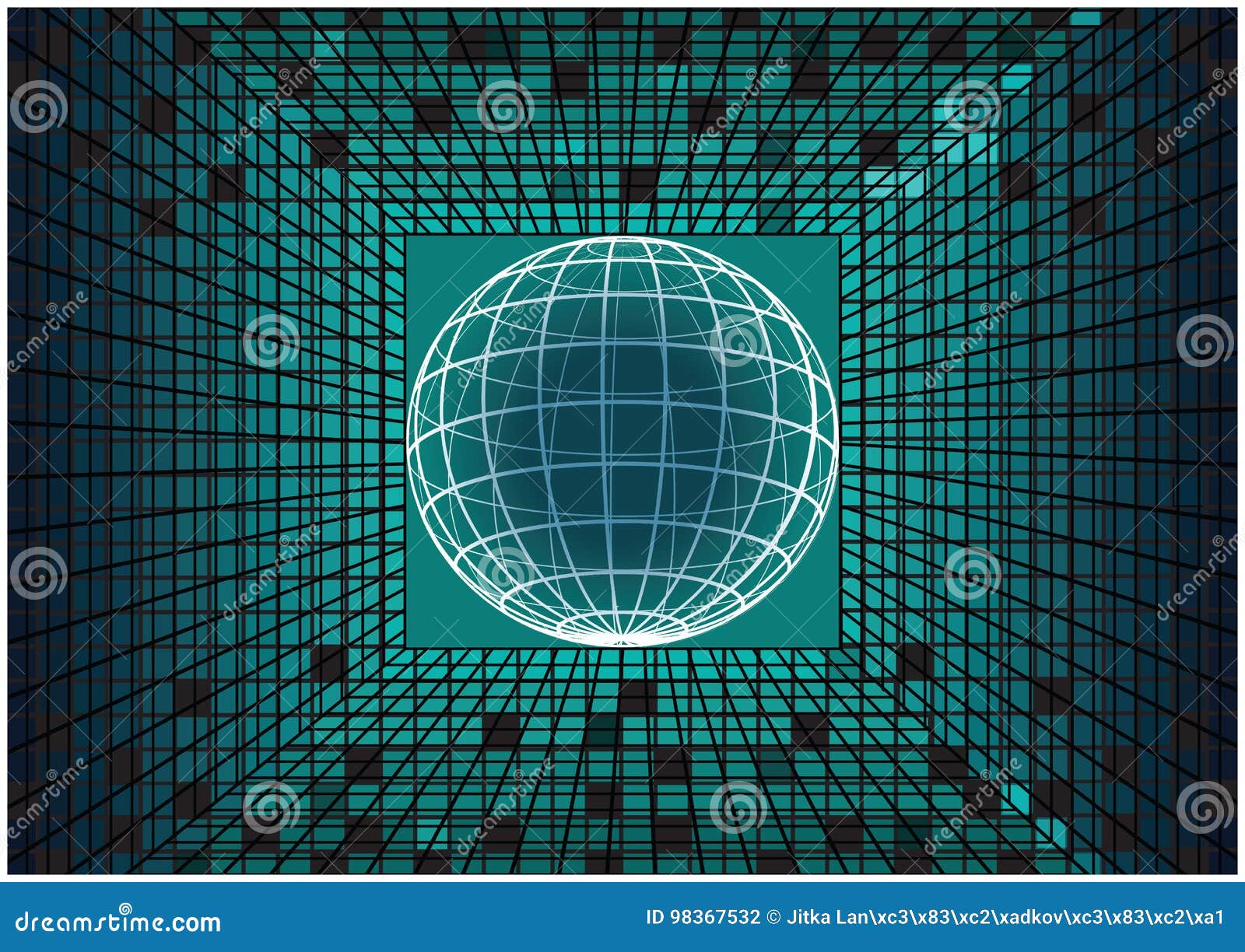 Modern Vector Matrix Background with 3D Earth Globe Icon Stock Vector ...