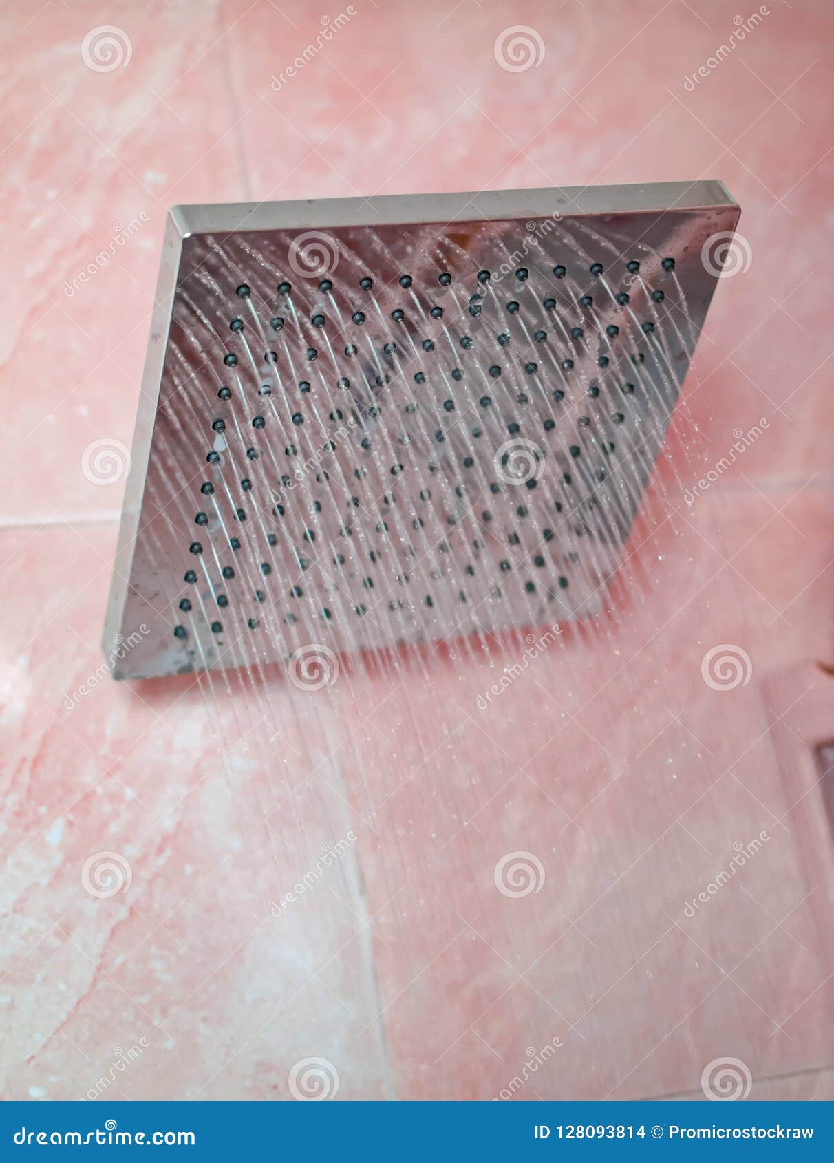 Flowing Water Drops from Square Shower Head Stock Photo - Image of ...