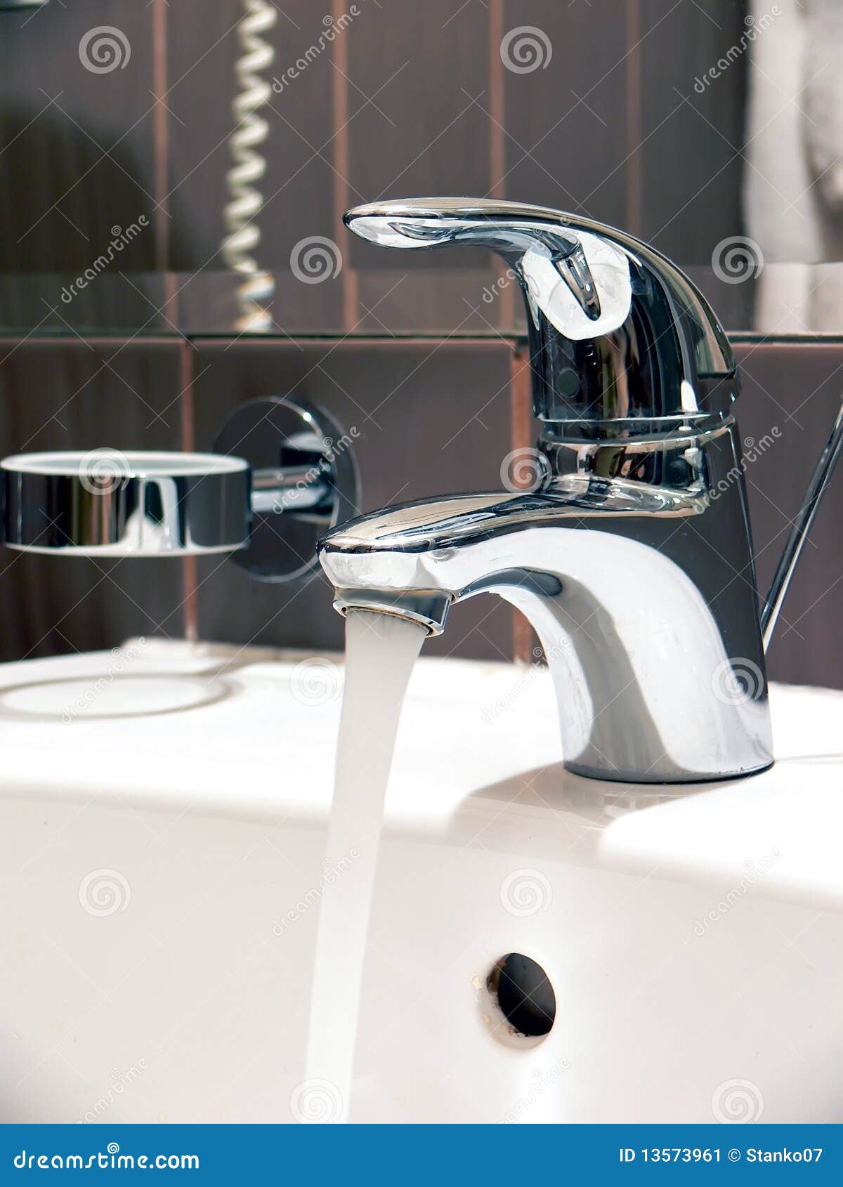 Flowing Water Faucet Stock Image Image Of Fixture Chrome 13573961
