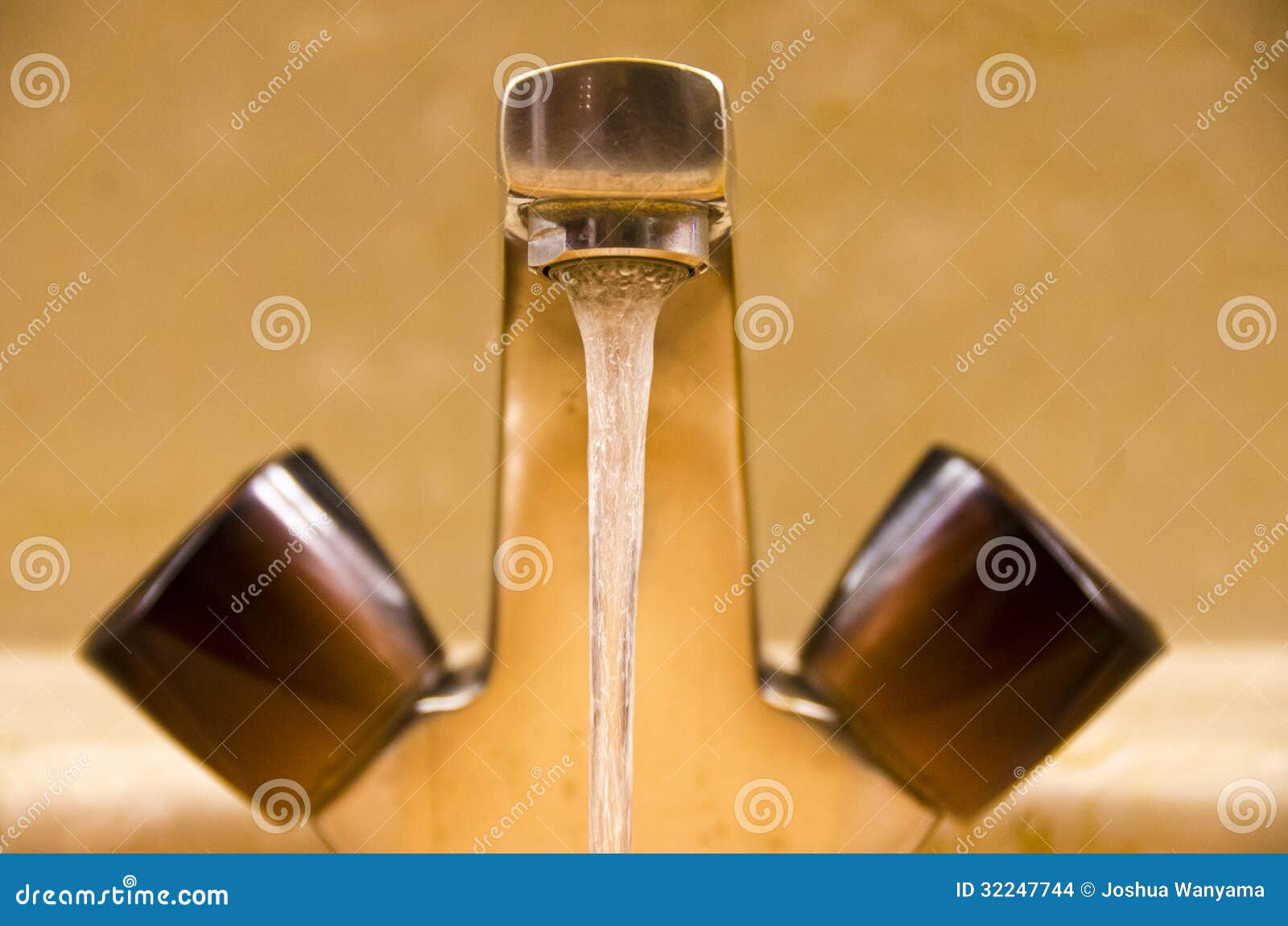 Flowing water faucet stock photo. Image of brownish, handle - 32247744