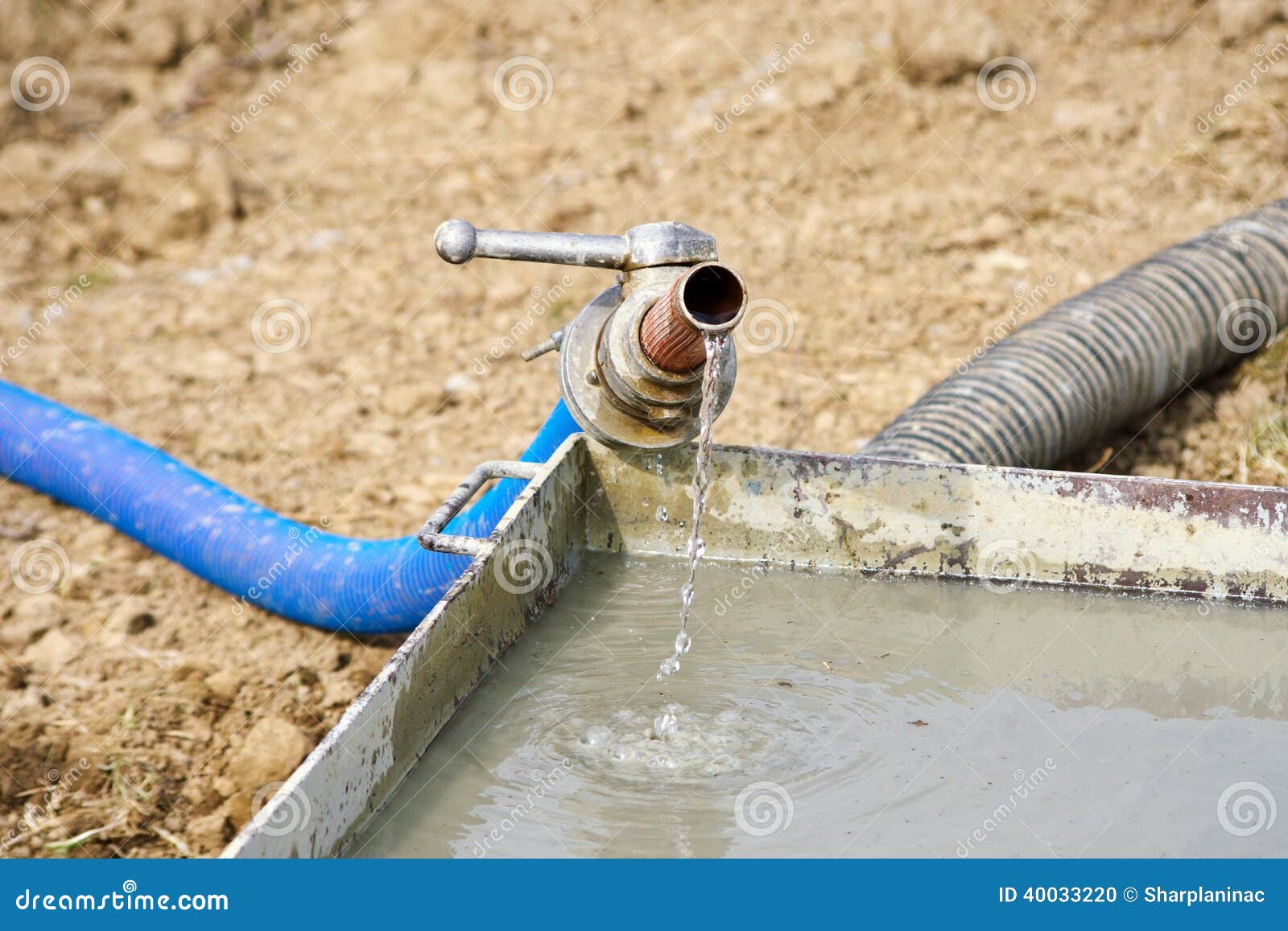 Flowing Water from Irrigation System Stock Photo - Image of landscape ...