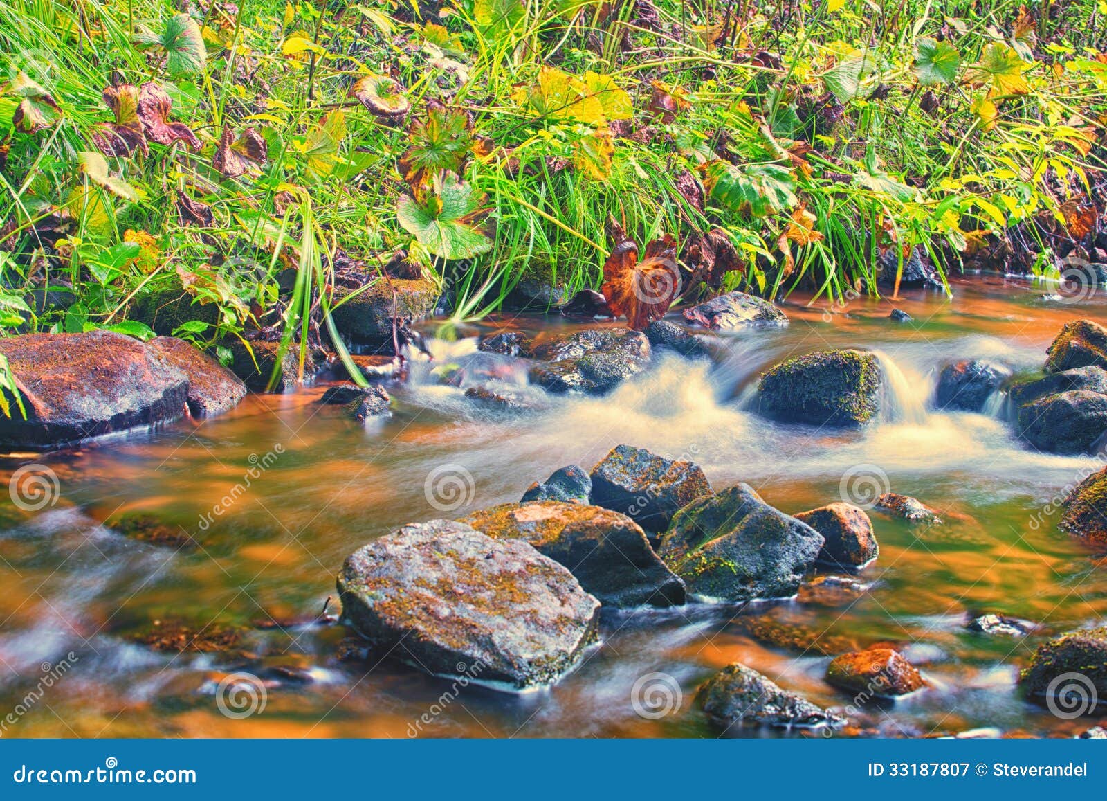 Flowing Water in the Meadow Stock Image - Image of rocks, stream: 33187807