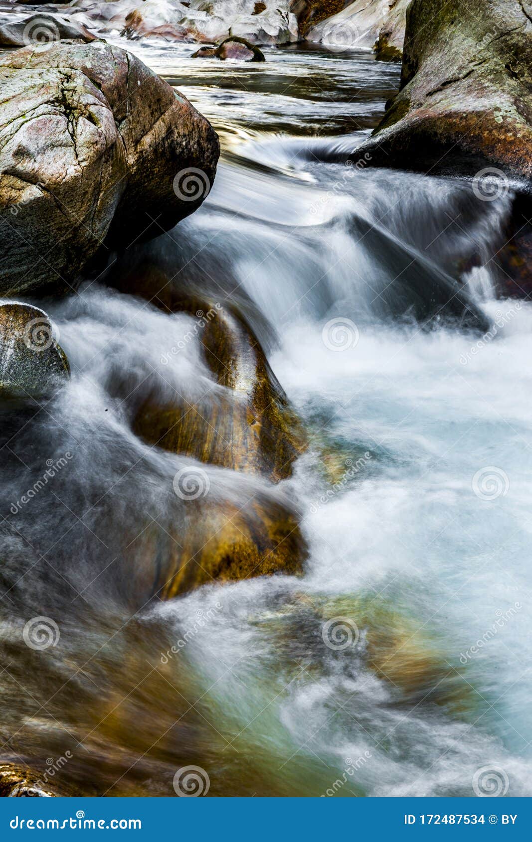 Flowing Water in a Mountain Stream Stock Photo - Image of moss, outdoor ...
