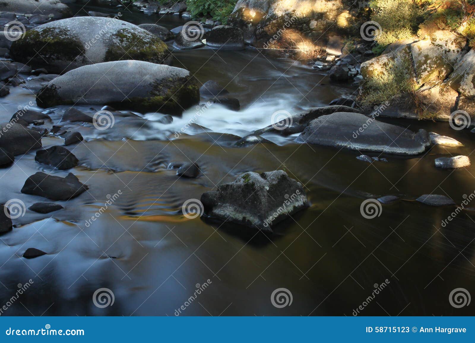 Flowing Water Over Rocks and Boulders Stock Image - Image of blur ...
