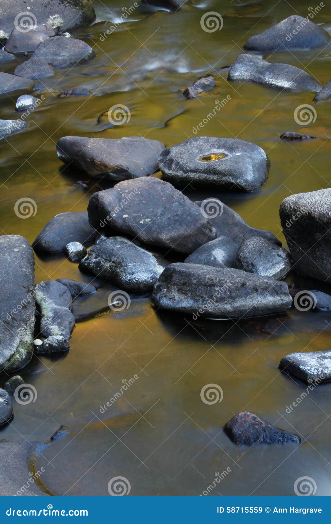 Flowing Water Over Rocks and Boulders Stock Image - Image of abstract ...