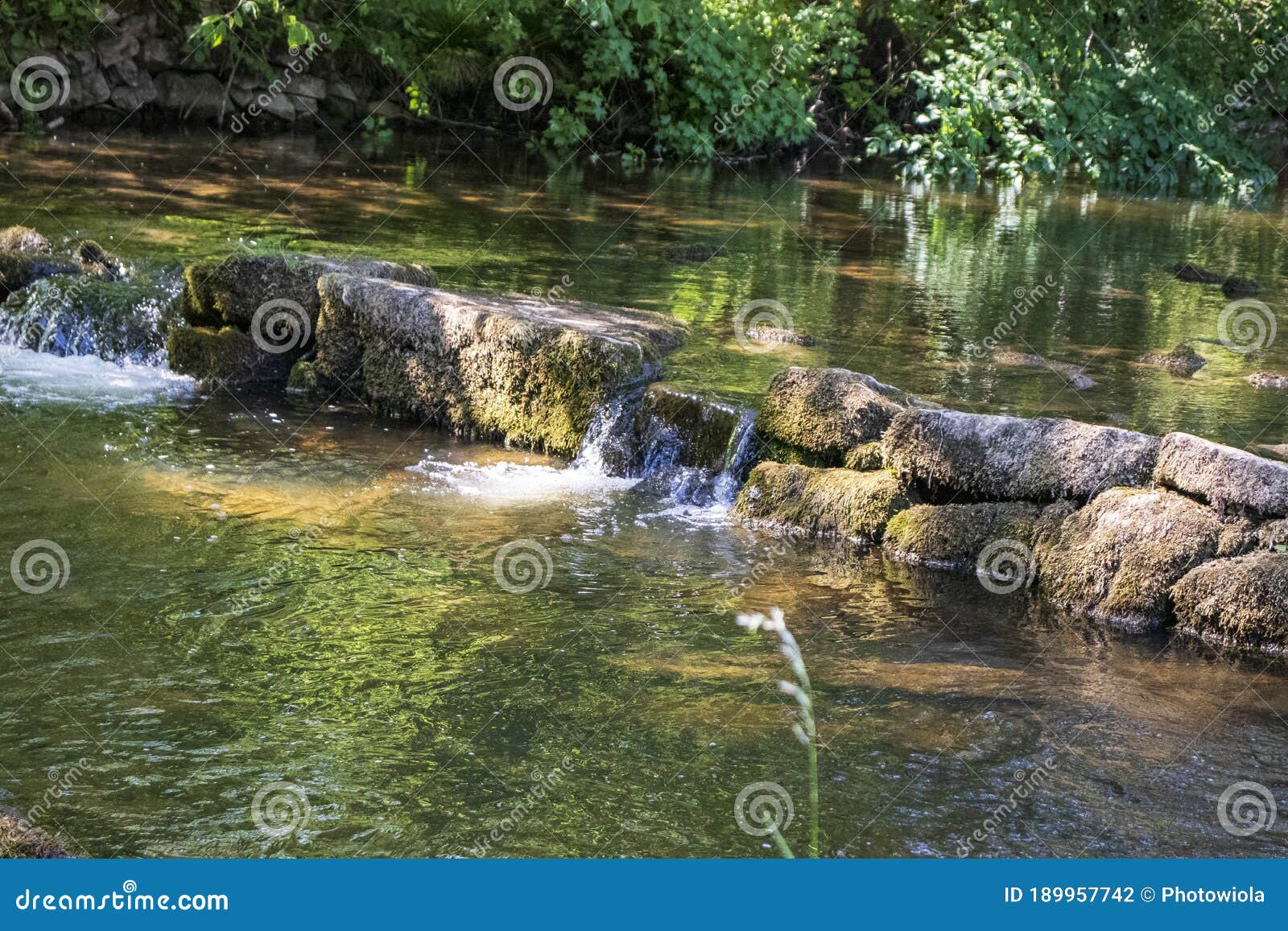 Flowing water over stones stock photo. Image of scenery - 189957742