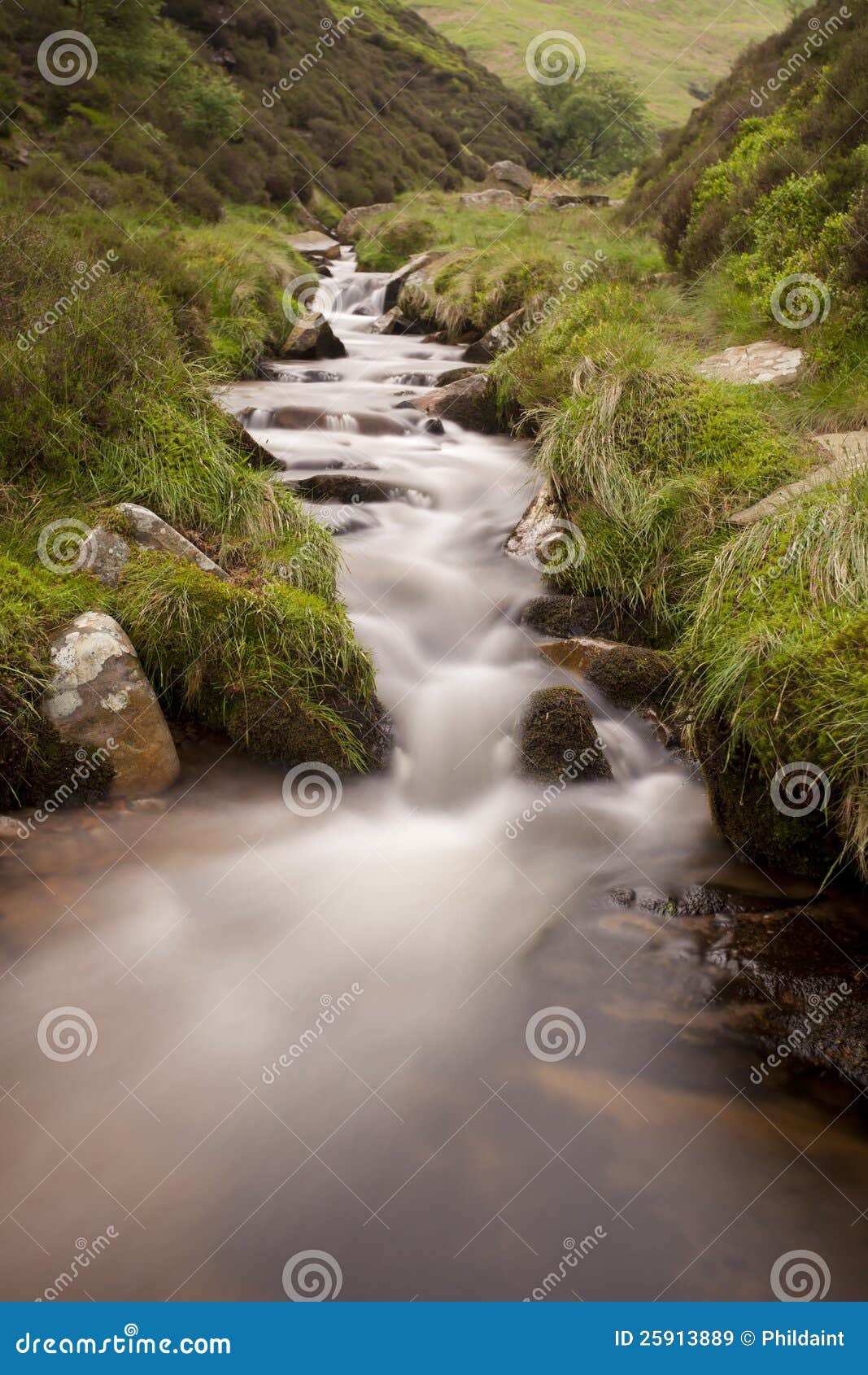 Flowing water - stream stock image. Image of rocky, overcast - 25913889