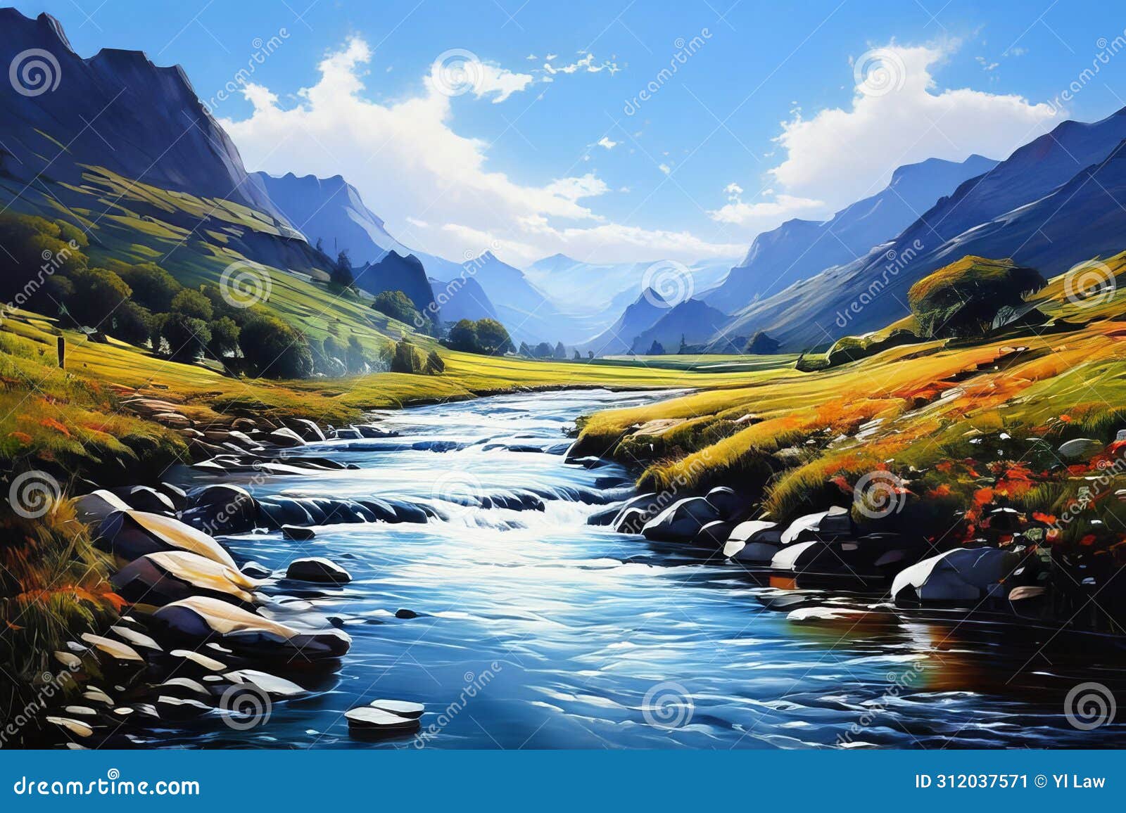 A Flowing Water the Stream or River Flows Gently through Stock ...