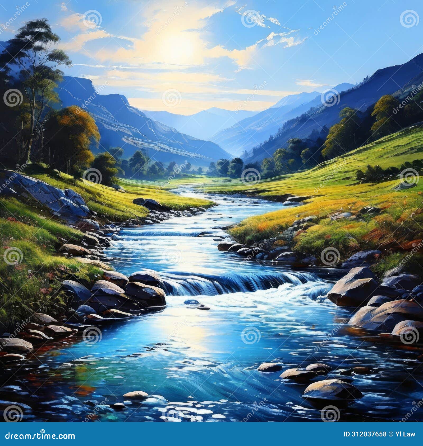 A Flowing Water the Stream or River Flows Gently through Stock ...