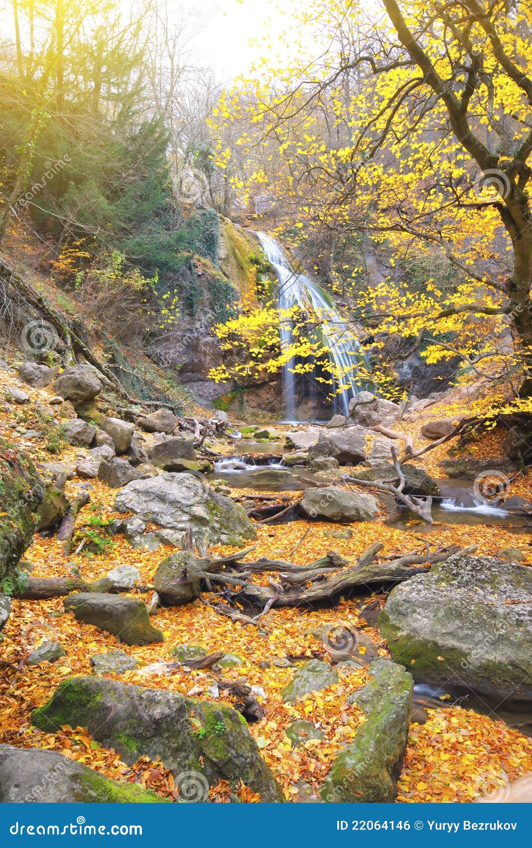 Flowing waterfall stock photo. Image of peaceful, mountain - 22064146