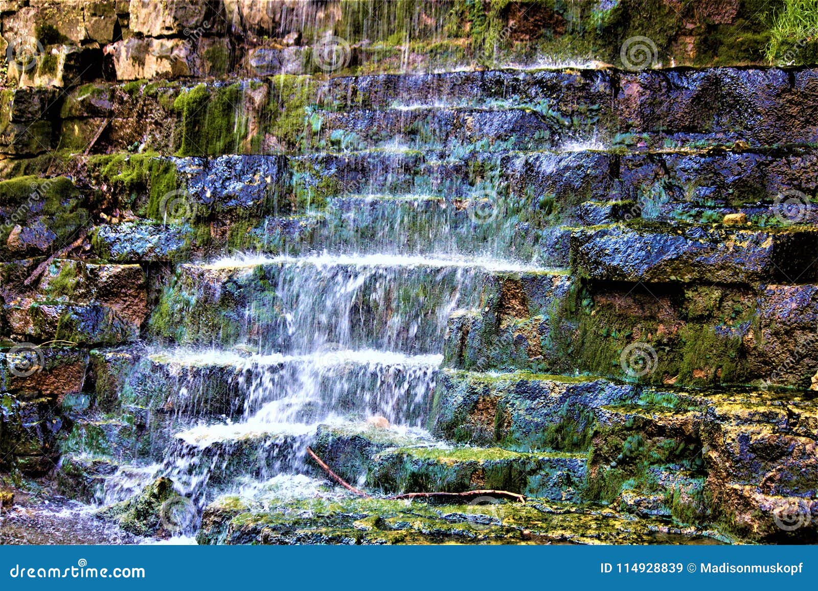 Flowing Waterfall in Ohio stock image. Image of garden - 114928839