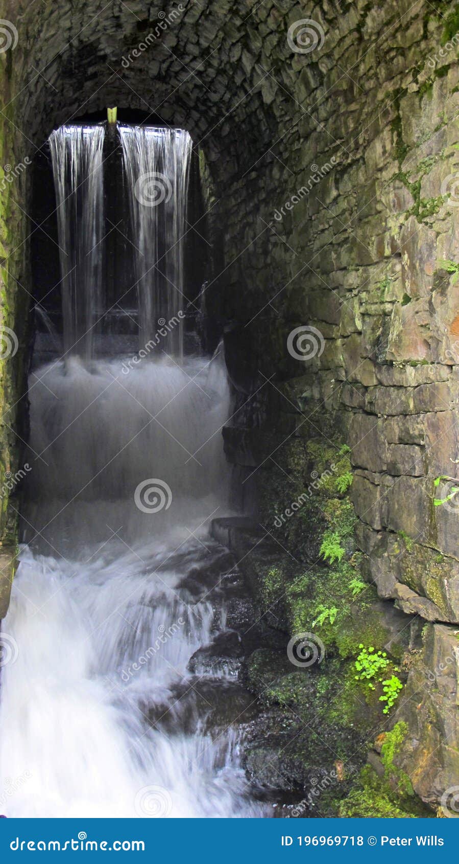 Flowing Waterfall Underground with Blurred Water Stock Photo - Image of ...