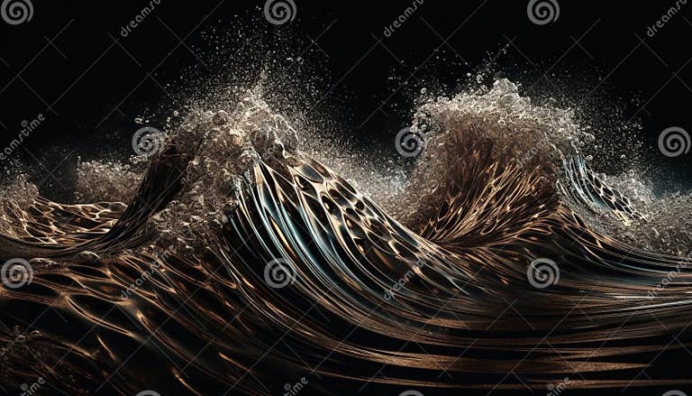 Flowing Wave Pattern in Deep Blue Water Generated by AI Stock ...