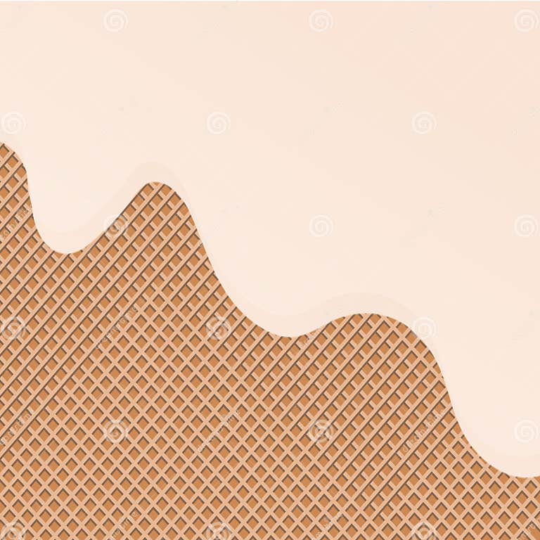 Flowing Yellow Glaze On Wafer Texture Sweet Food Background Abstract