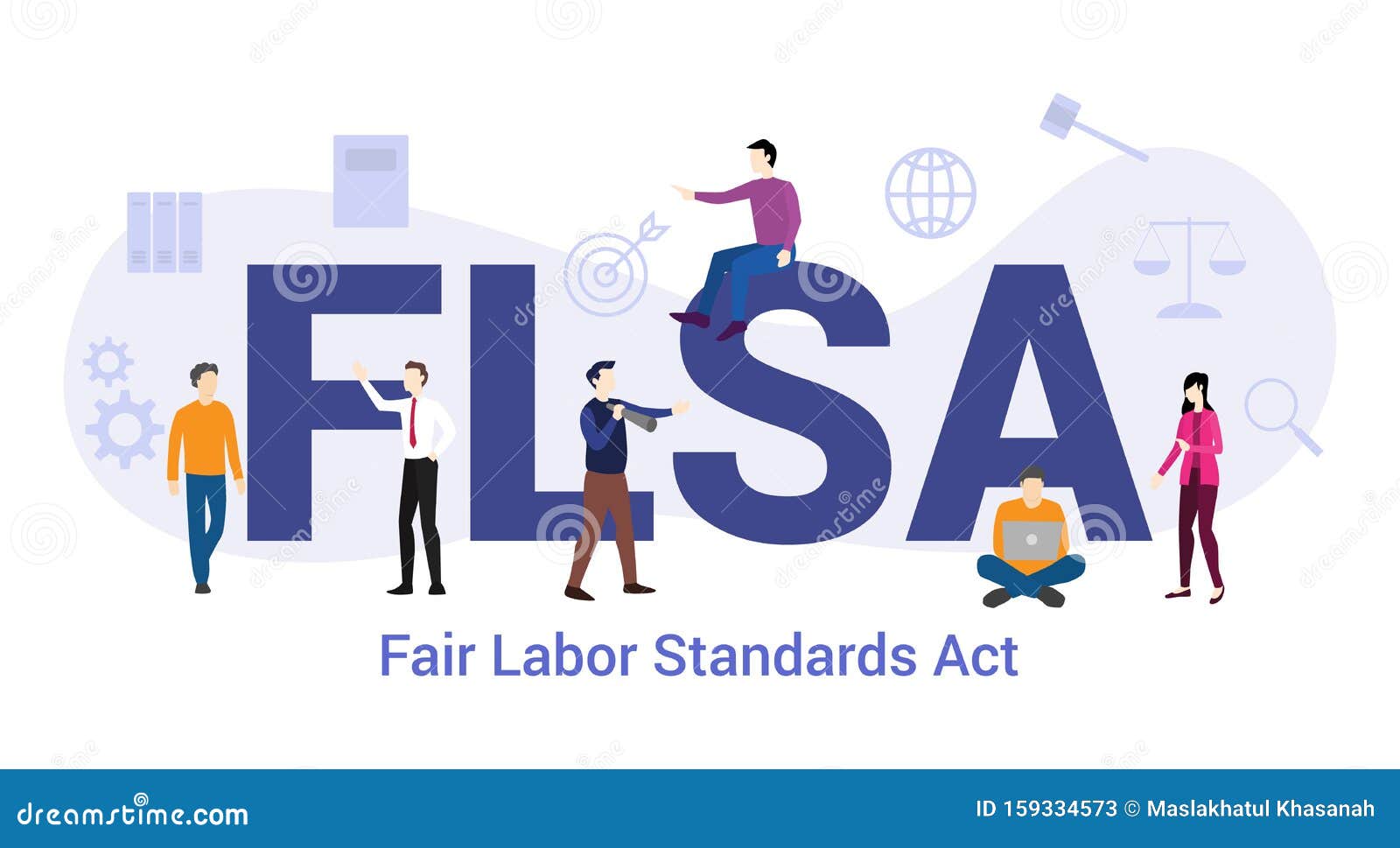 Flsa Fair Labor Standards Act Concept with Big Word or Text and Team ... Flsa Fair Labor Standards Act Concept with Big Word or Text and Team ...