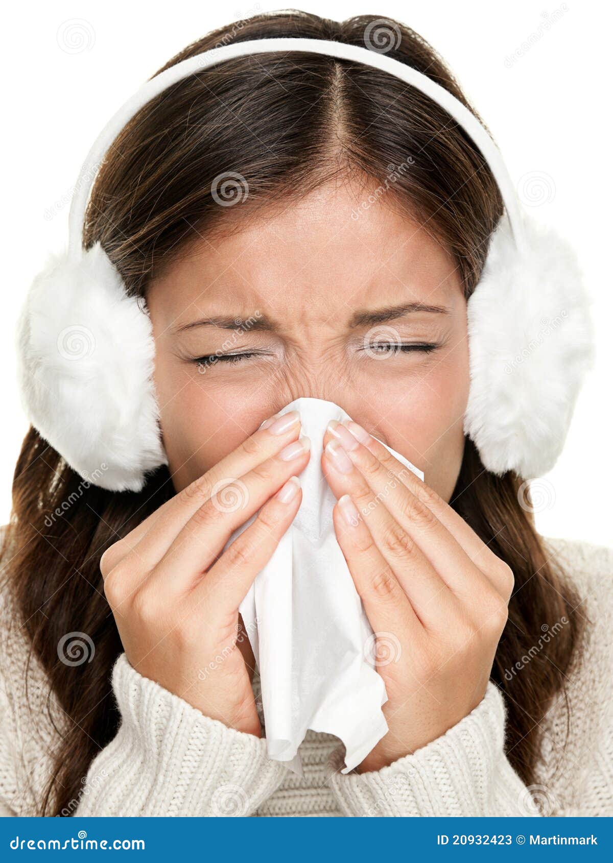 Flu or cold sneezing woman stock image. Image of female - 20932423
