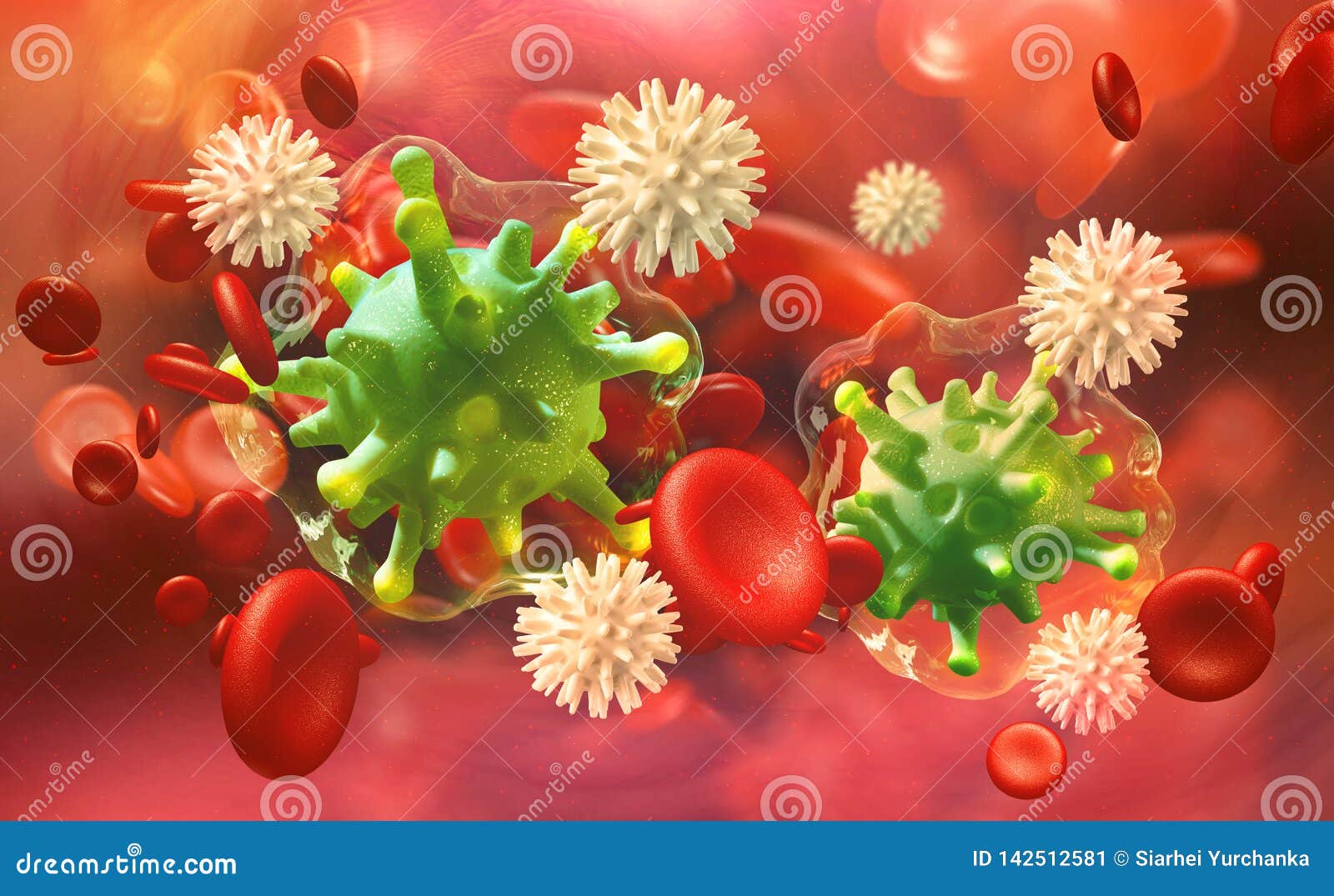 Flu And Common Cold, Blood Infection. Microbes Under The Microscope ...