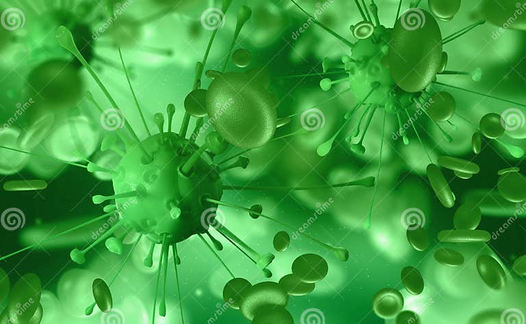 Flu and Common Cold. Microbes Under the Microscope Stock Illustration ...