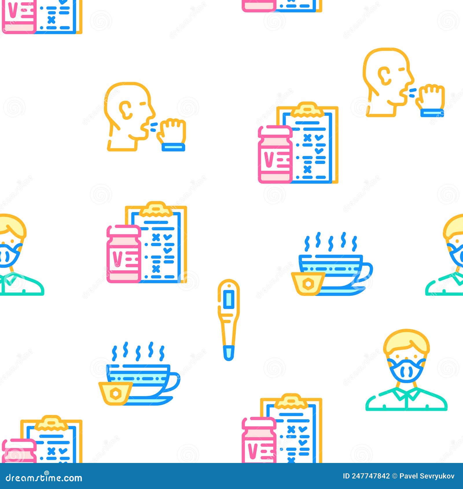 Flu Disease Treatment Vector Seamless Pattern Stock Vector ...