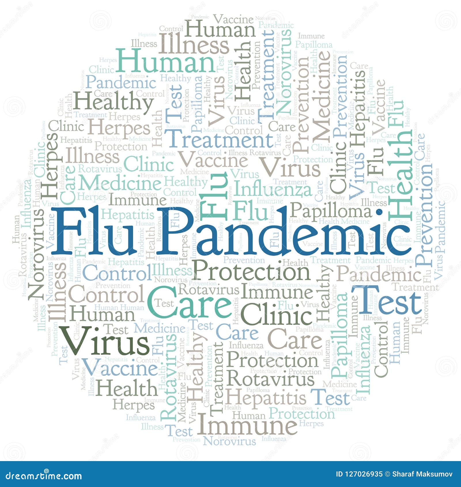 Flu Pandemic Word Cloud, Made with Text only. Stock Illustration ...