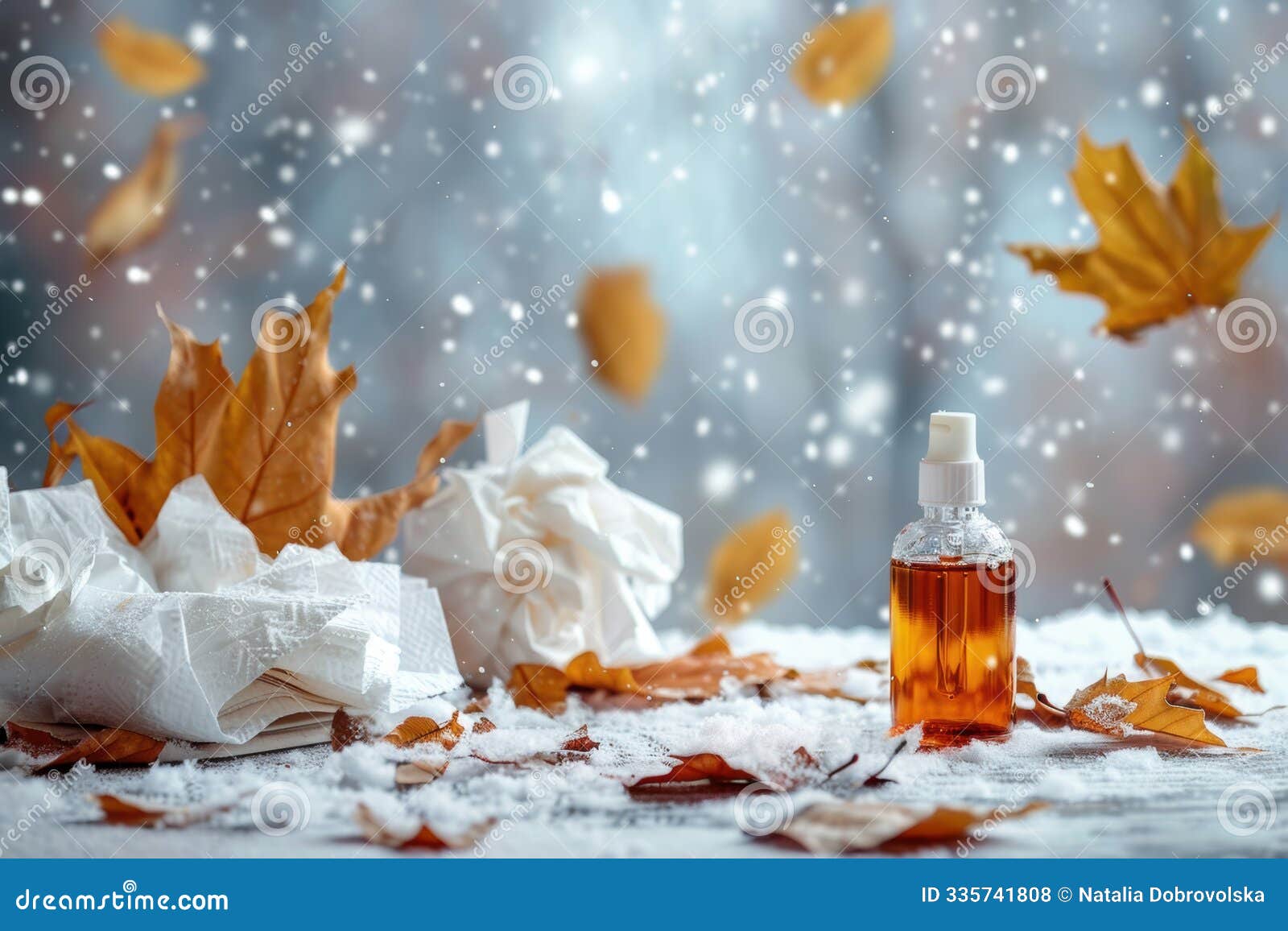 Flu Season Virus Spread with Microscopic Germs, Bacteria, and Particles ...