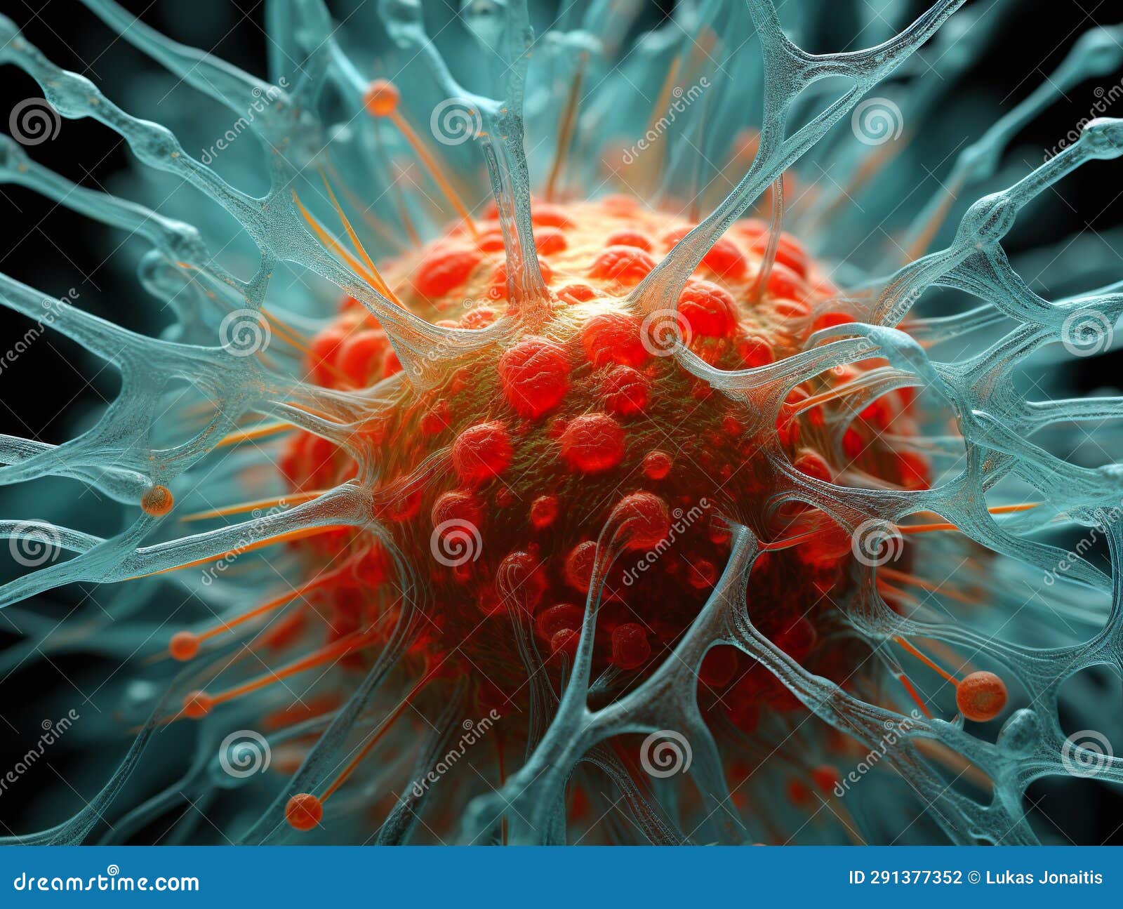 Flu virus cell close up stock illustration. Illustration of molecules ...