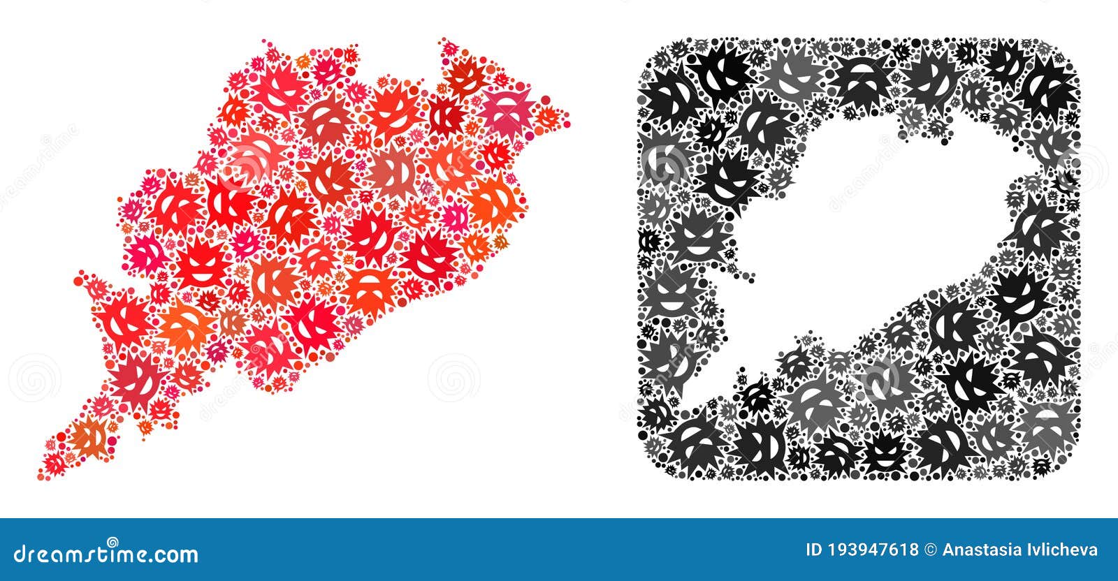Map of Odisha State - Evil Virus Collage with Empty Space Stock Vector ...