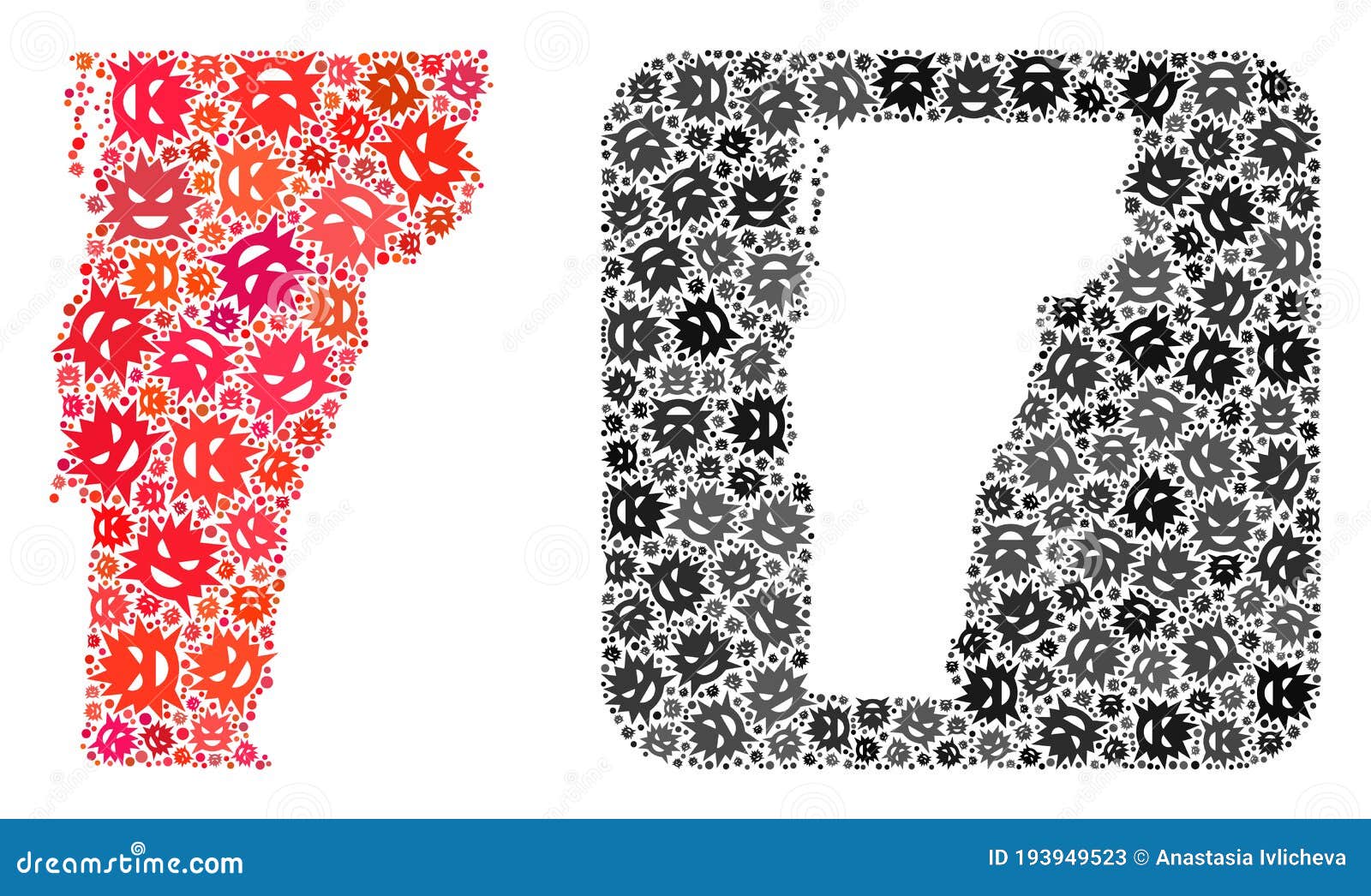 Map of Vermont State - Infection Mosaic with Empty Space Stock Vector ...