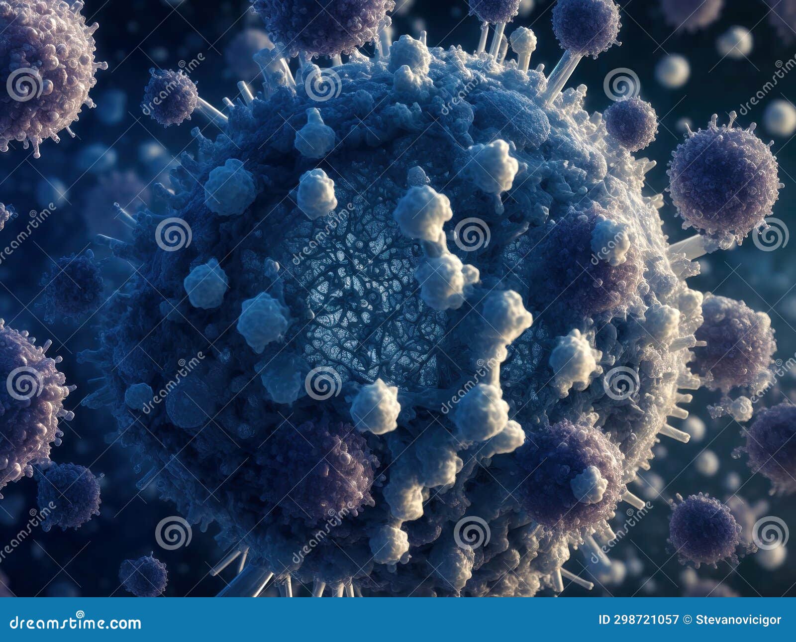 Flu Virus Under Microscopic View, Generative Ai Stock Illustration ...