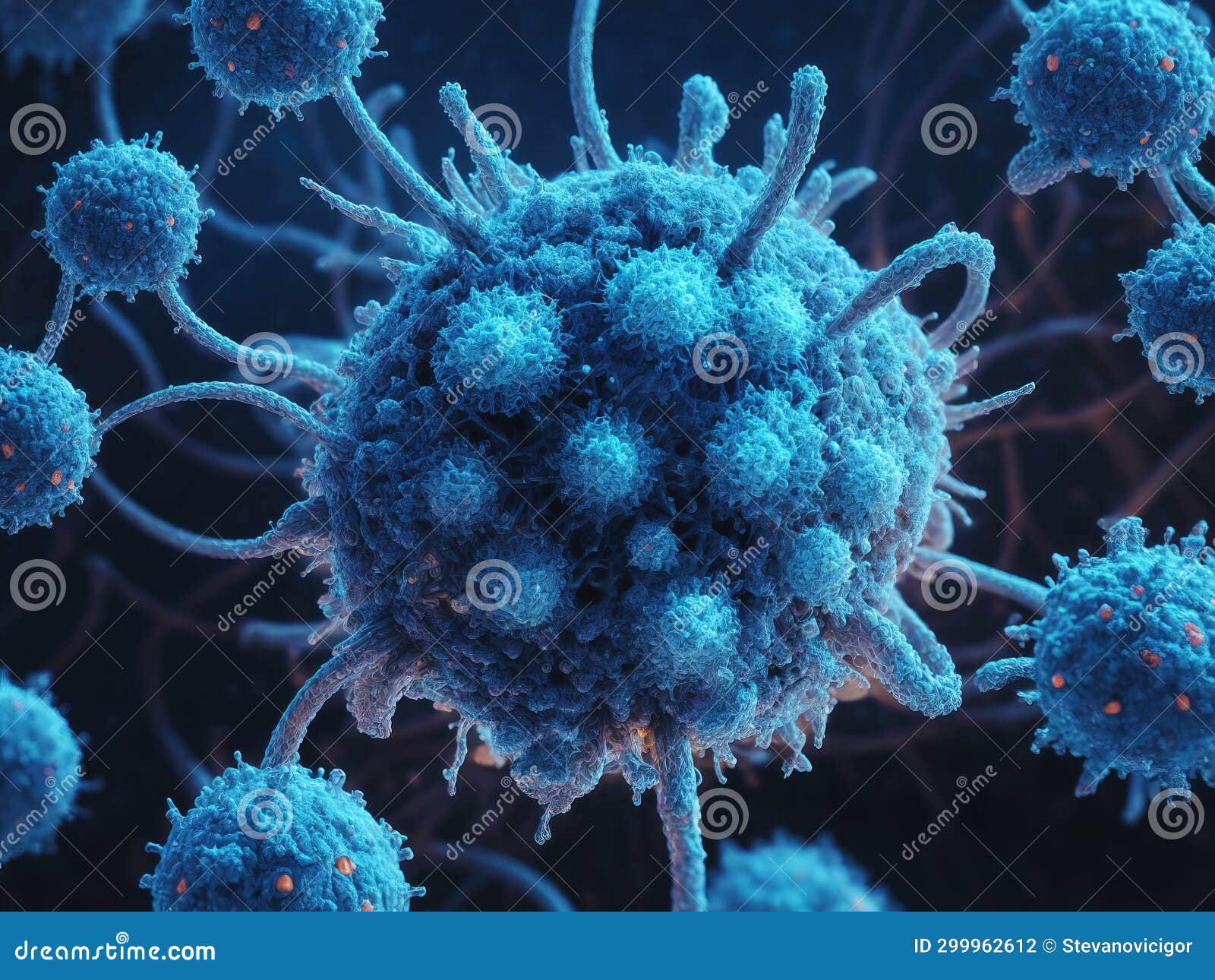 Flu Virus Under Microscopic View, Generative Ai Stock Illustration ...