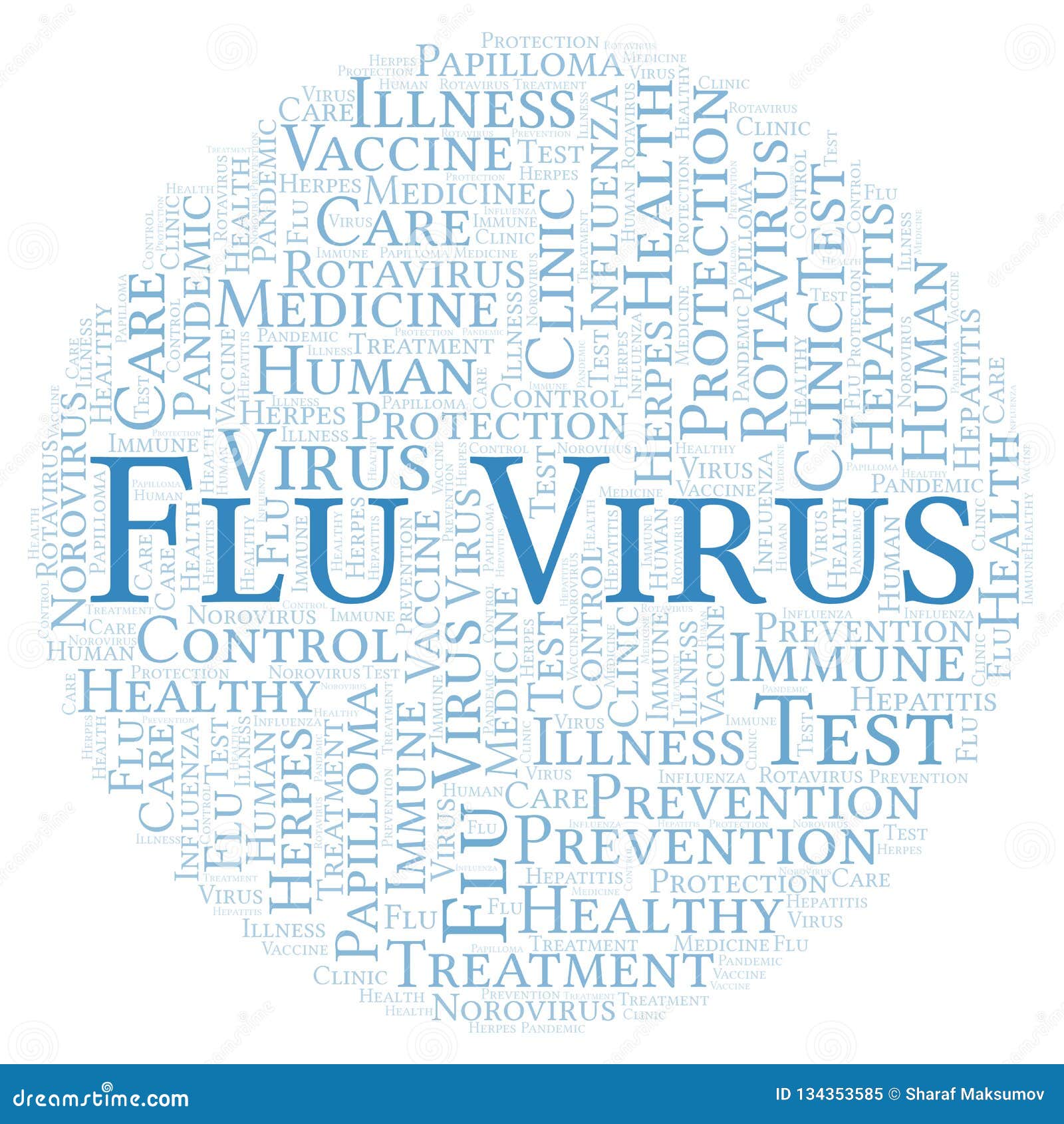 Flu Virus Word Cloud, Made with Text only Stock Illustration ...