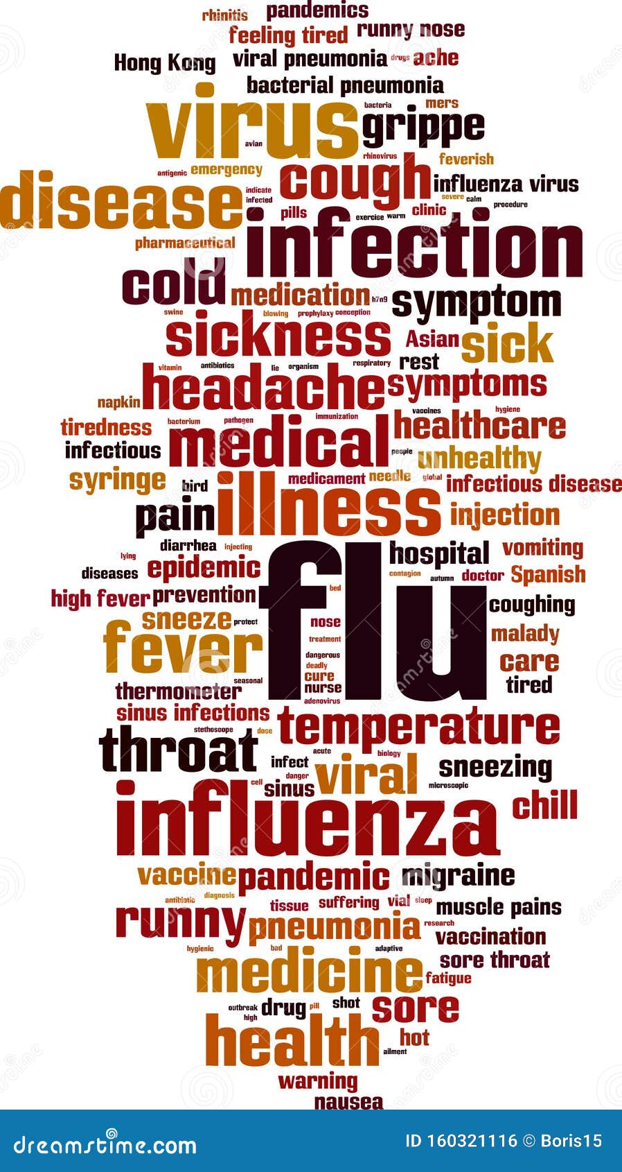 Flu word cloud stock vector. Illustration of coughing - 160321116
