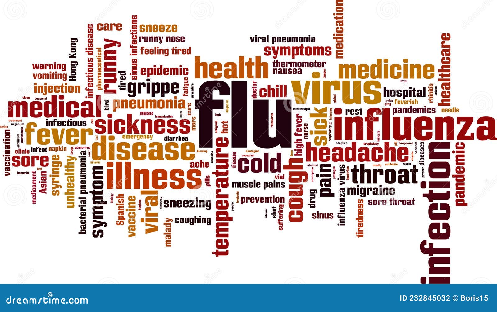 Flu word cloud stock vector. Illustration of bacterial - 232845032