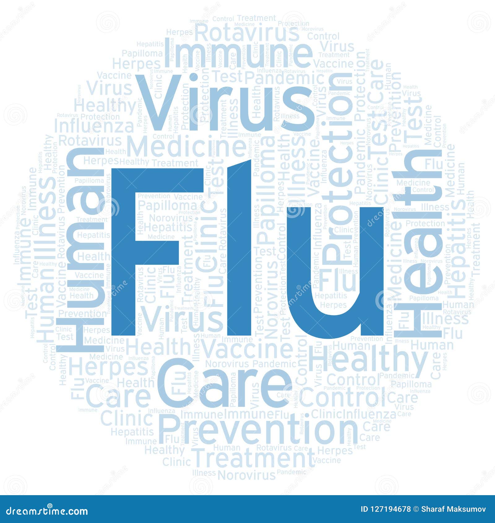 Flu Word Cloud, Made with Text only. Stock Illustration - Illustration ...