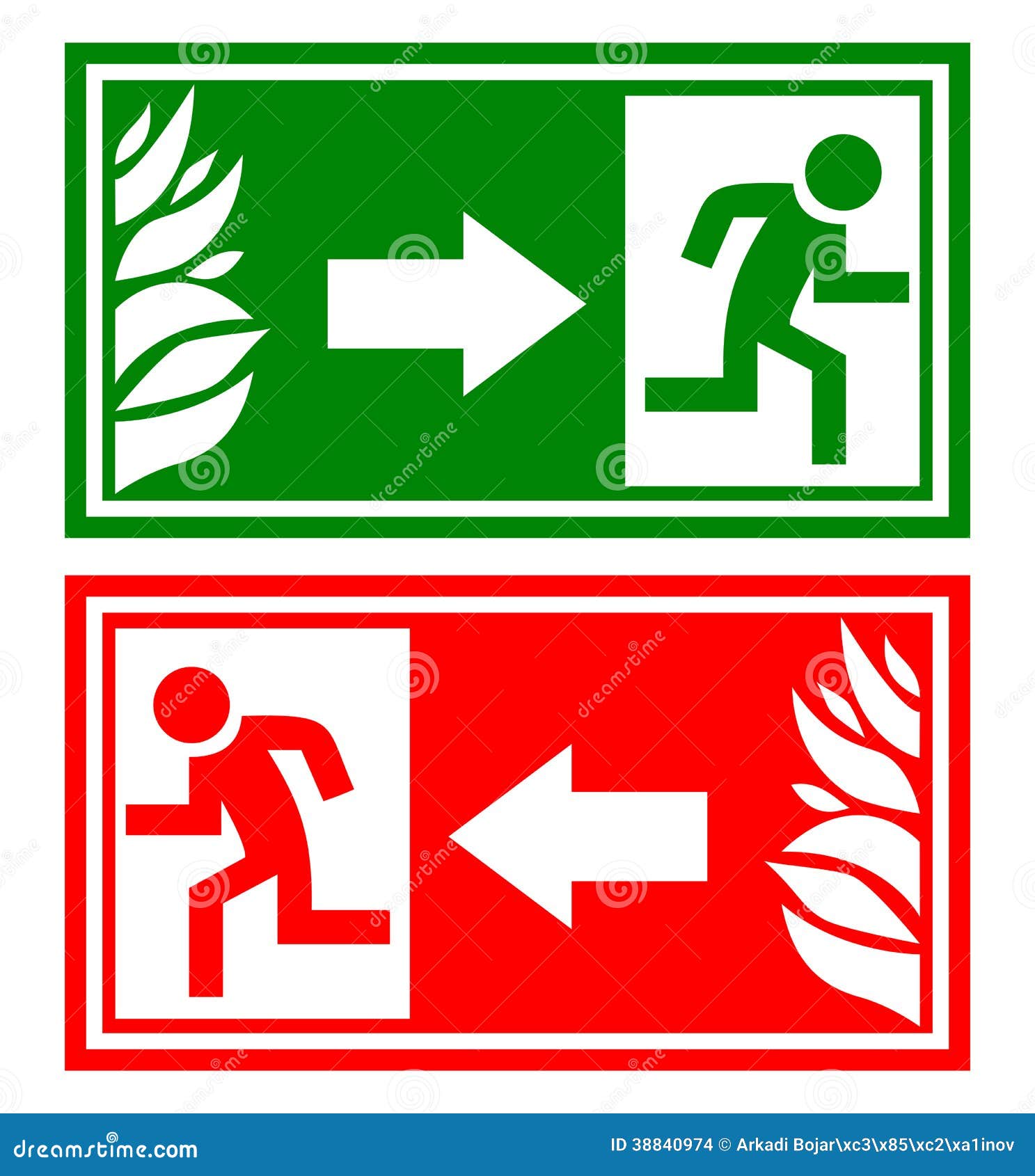 Fluchtwegzeichen vektor abbildung. Illustration von evakuierung - 38840974