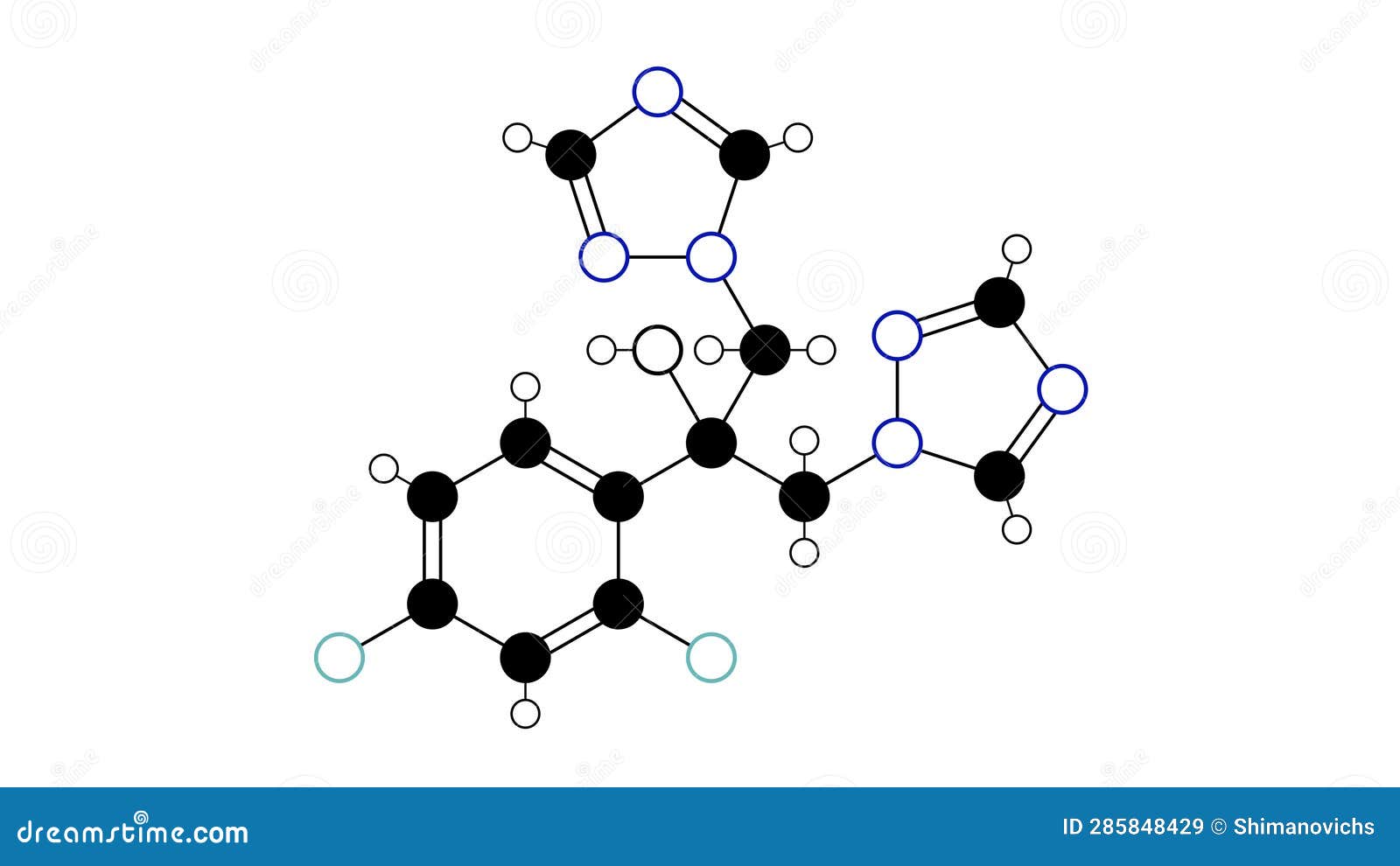 Fluconazole Molecule, Structural Chemical Formula, Ball-and-stick Model ...