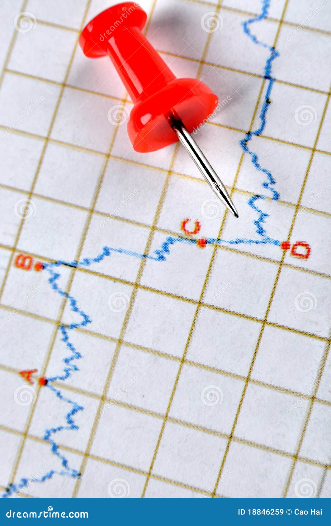 Fluctuant Curve and Drawing Pin Stock Image - Image of statistics ...