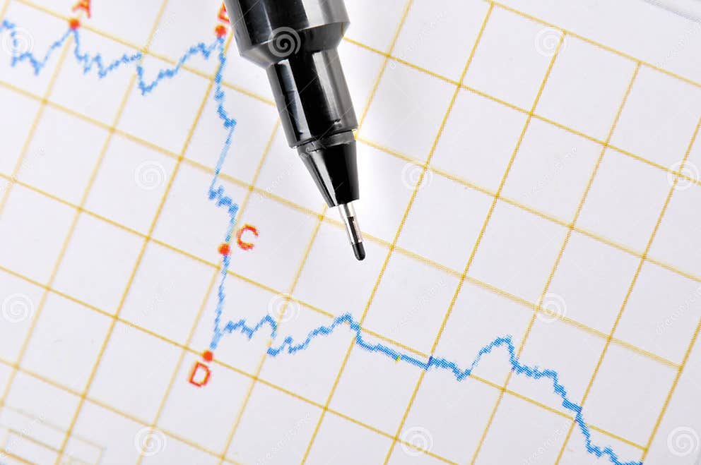 Fluctuant curve and pen stock photo. Image of finance - 18846286