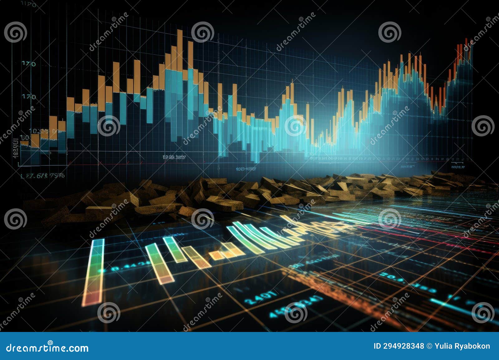 Fluctuating Financial Stock Chart. Generate Ai Stock Photo - Image of ...